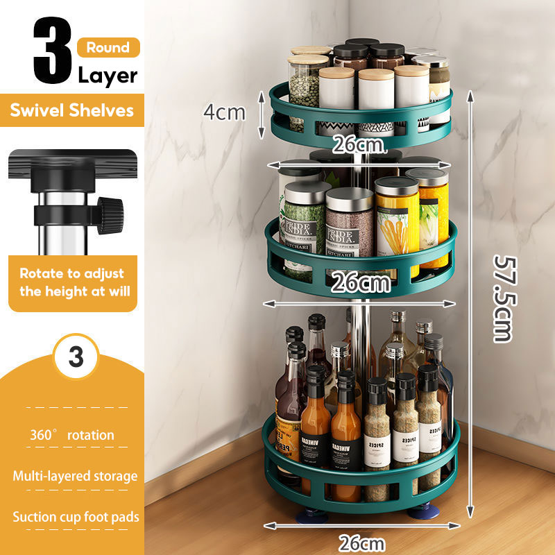 Bestseller 360° Rotating Spice Rack 1/2/3 Tier Metal Material Kitchen ...