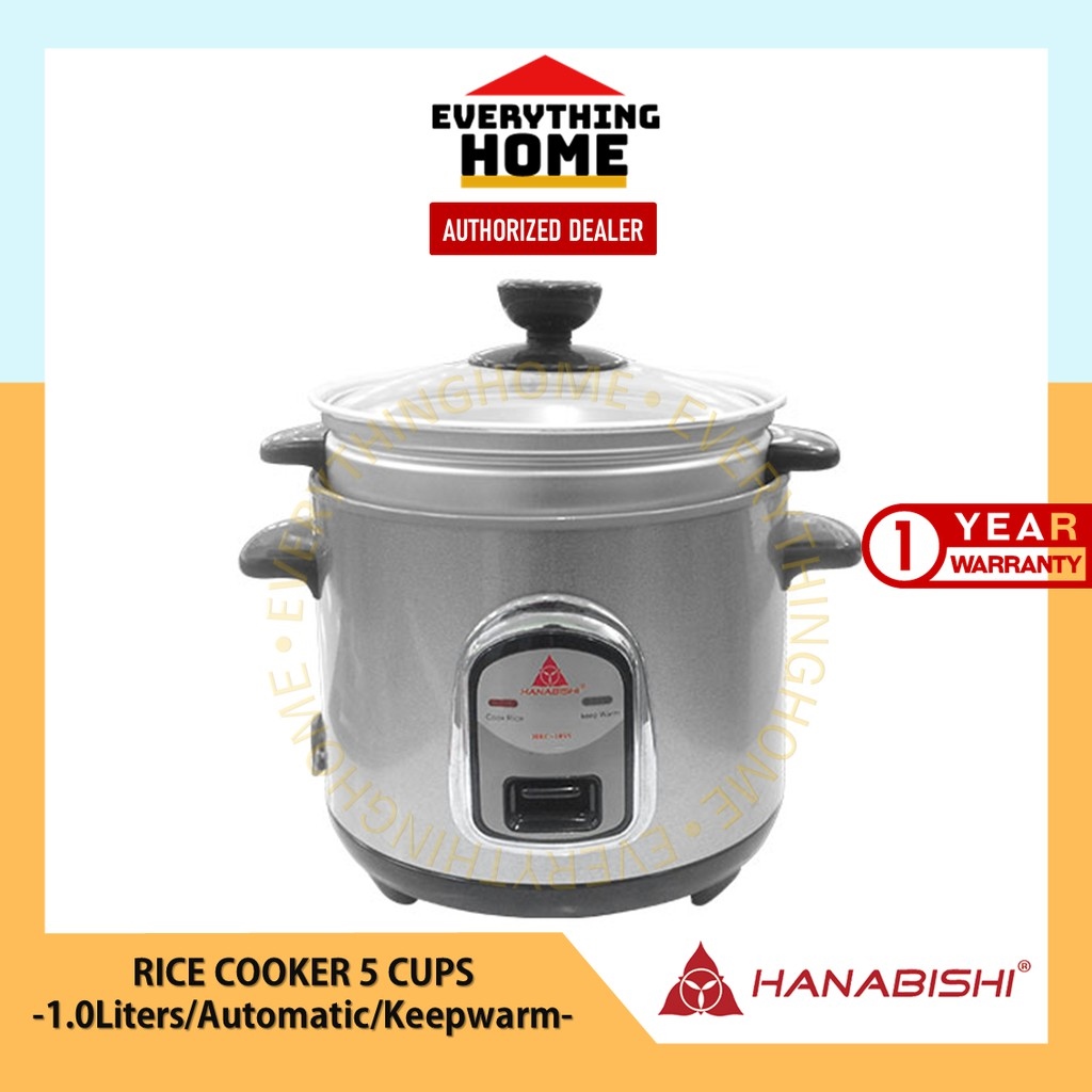 Hanabishi Automatic Rice Cooker 1 Liter (5 Cups) w/ Steamer Rack / HHRC ...