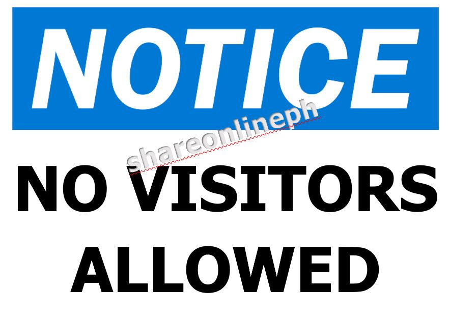 No Visitors Allowed Laminated Signage Sign Boards Sticker Signages PVC ...