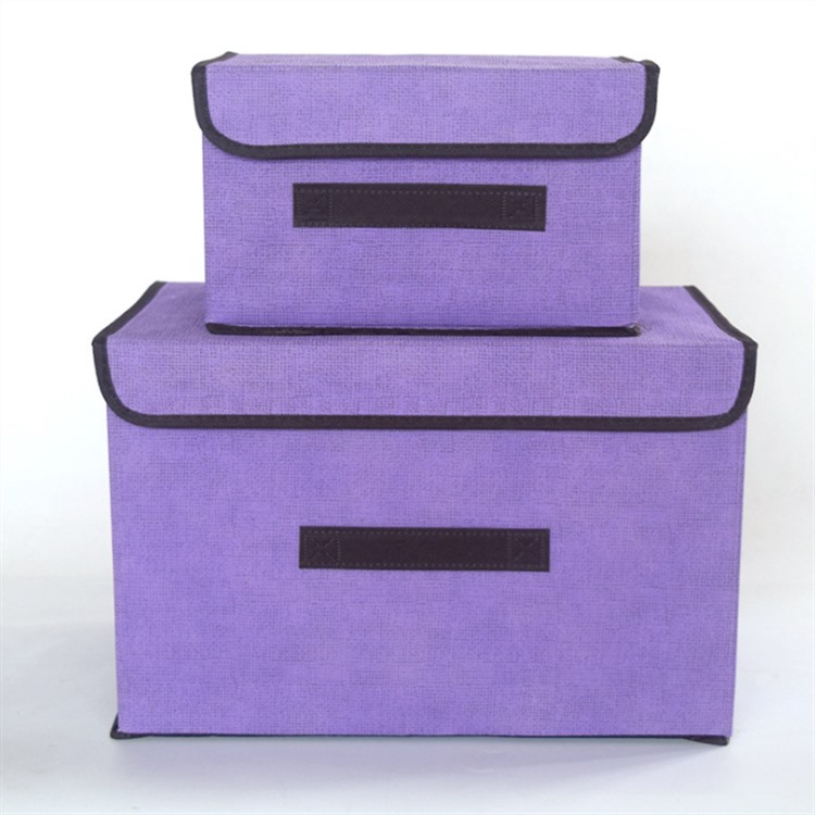 2in1 Plain Color Foldable Storage Box Organizer With Cover set Clothes Storage Box With Lids ...