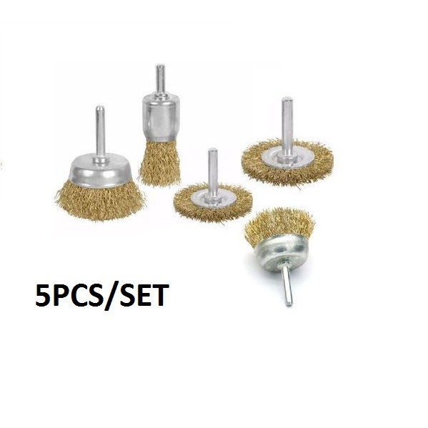 5 in 1 Steel Wire Polishing Wheel Grinder Cleaning Brush Tool Gold Tone ...