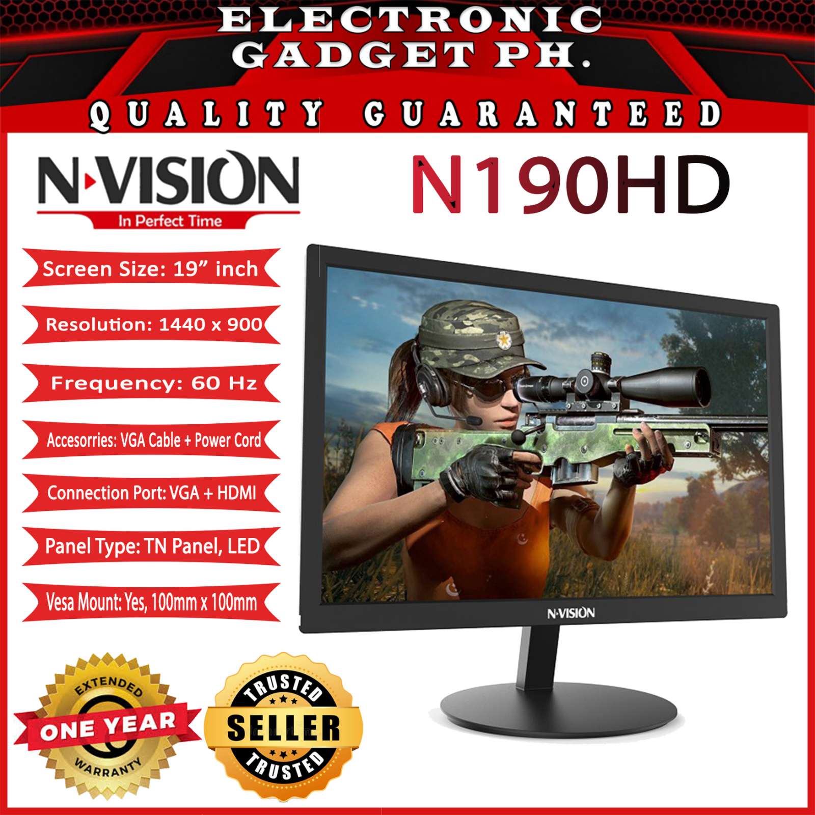 Nvision 20” N200HD / 19" N190HD LED MONITOR HDMI-VGA - BRAND NEW ...