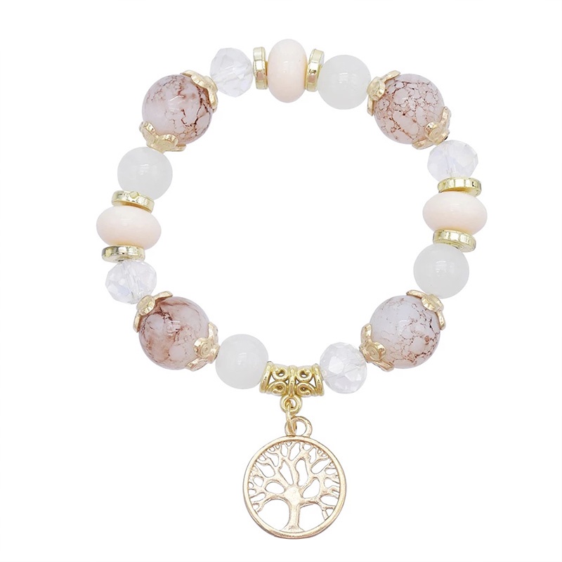 HOT Lucky Charm Bracelet Female Ceramic Bead Tree of Life Natural Stone ...