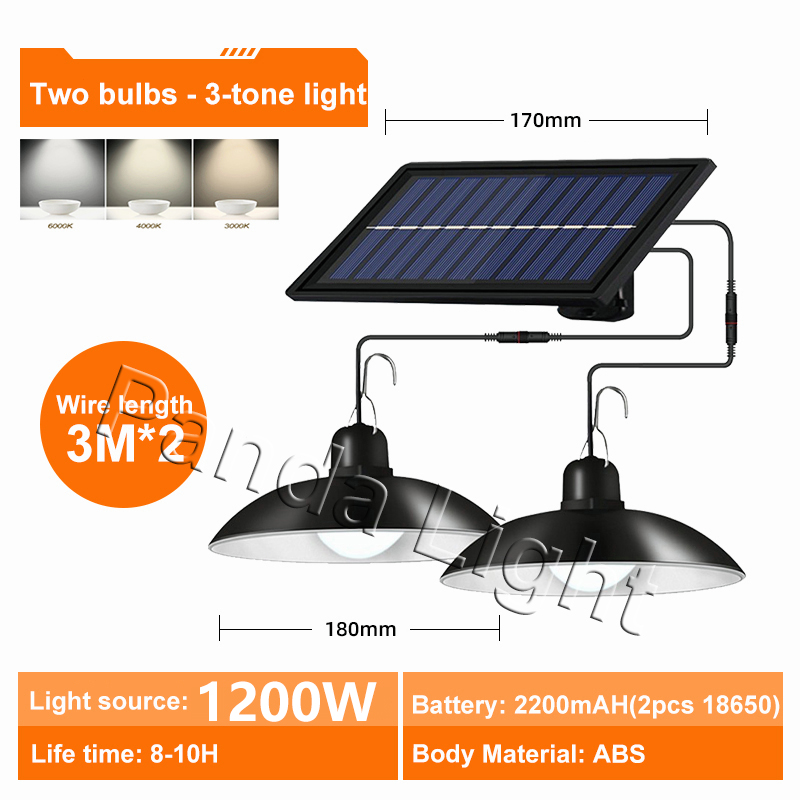 solar Pendant Lights with solar panel solar Ceiling light outdoor ...