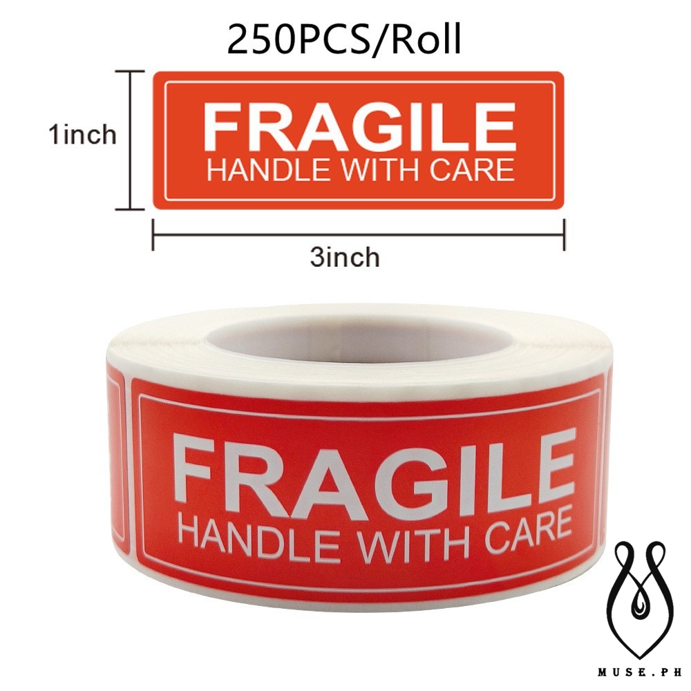 MUSE.PH 250Pcs/Roll Packing Warning Sticker Fragile Shipping Mailing ...