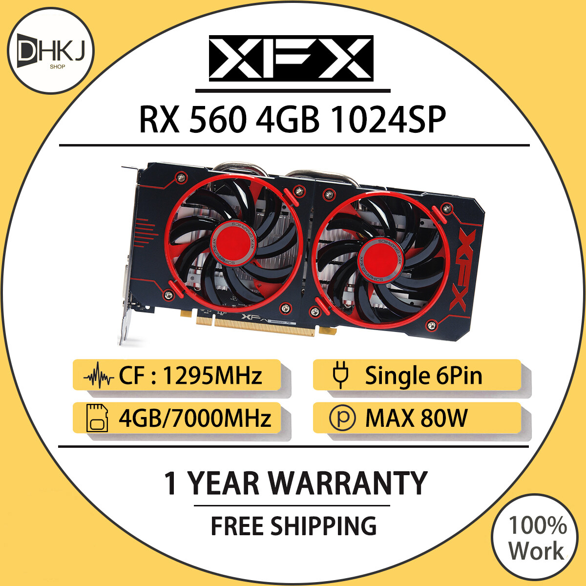 USED XFX RX 560 4GB Graphics Cards AMD GPU Radeon RX560 4GB 4G Video Screen Cards Desktop Game ...