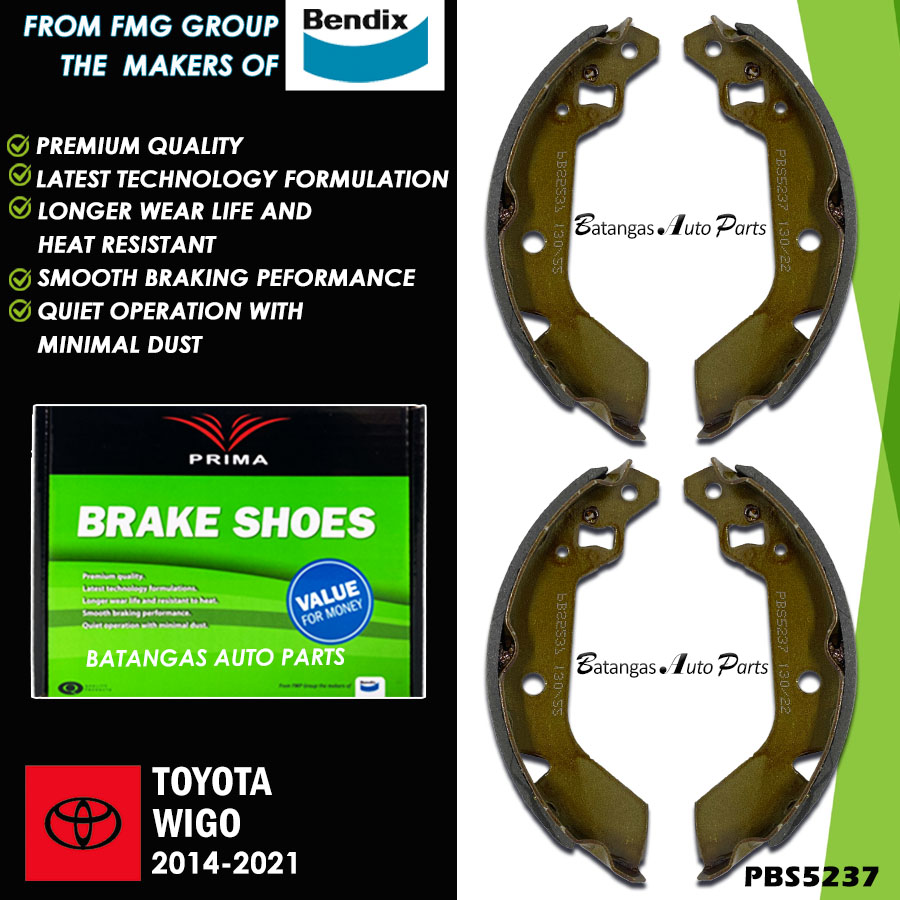 BRAKE SHOE TOYOTA WIGO 2014-2021 1SET 4PCS PRIMA BENDIX 5237 | Lazada PH