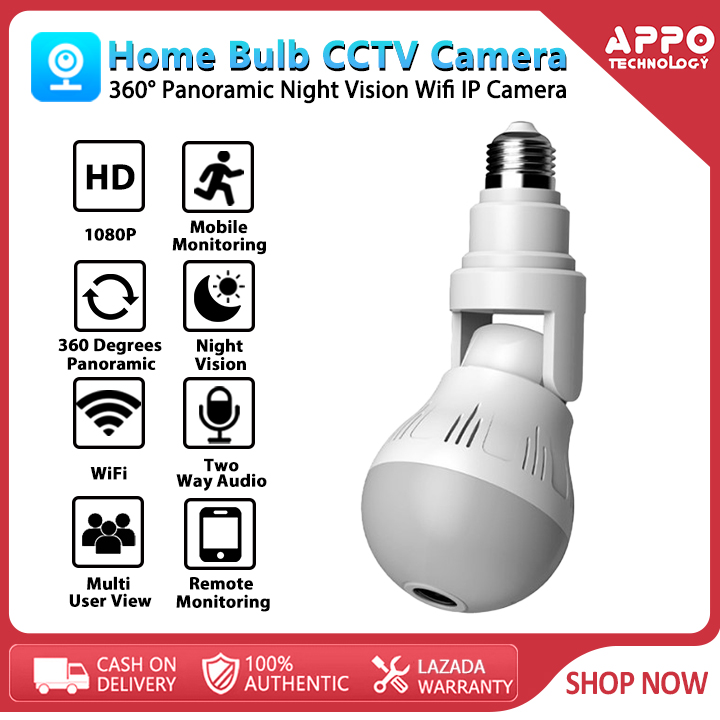V380 D5 Bulb CCTV Camera 360° Panoramic Wifi Bulb HD 1080P Night Vision ...
