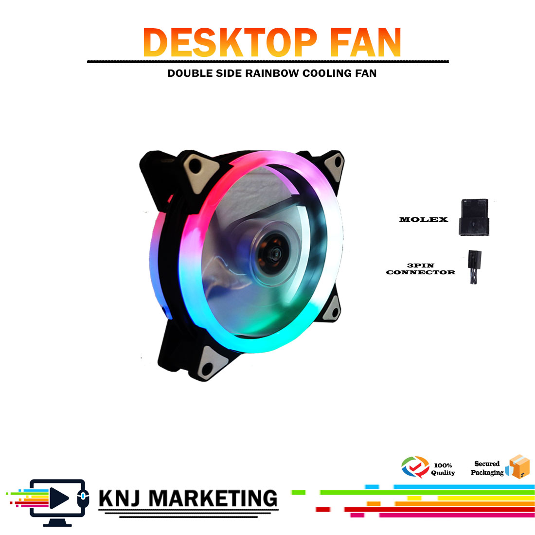 YGT DOUBLE RING RAIBOW LED FAN RGB, 3-PIN 12V 0.2A, 120MM | Lazada PH