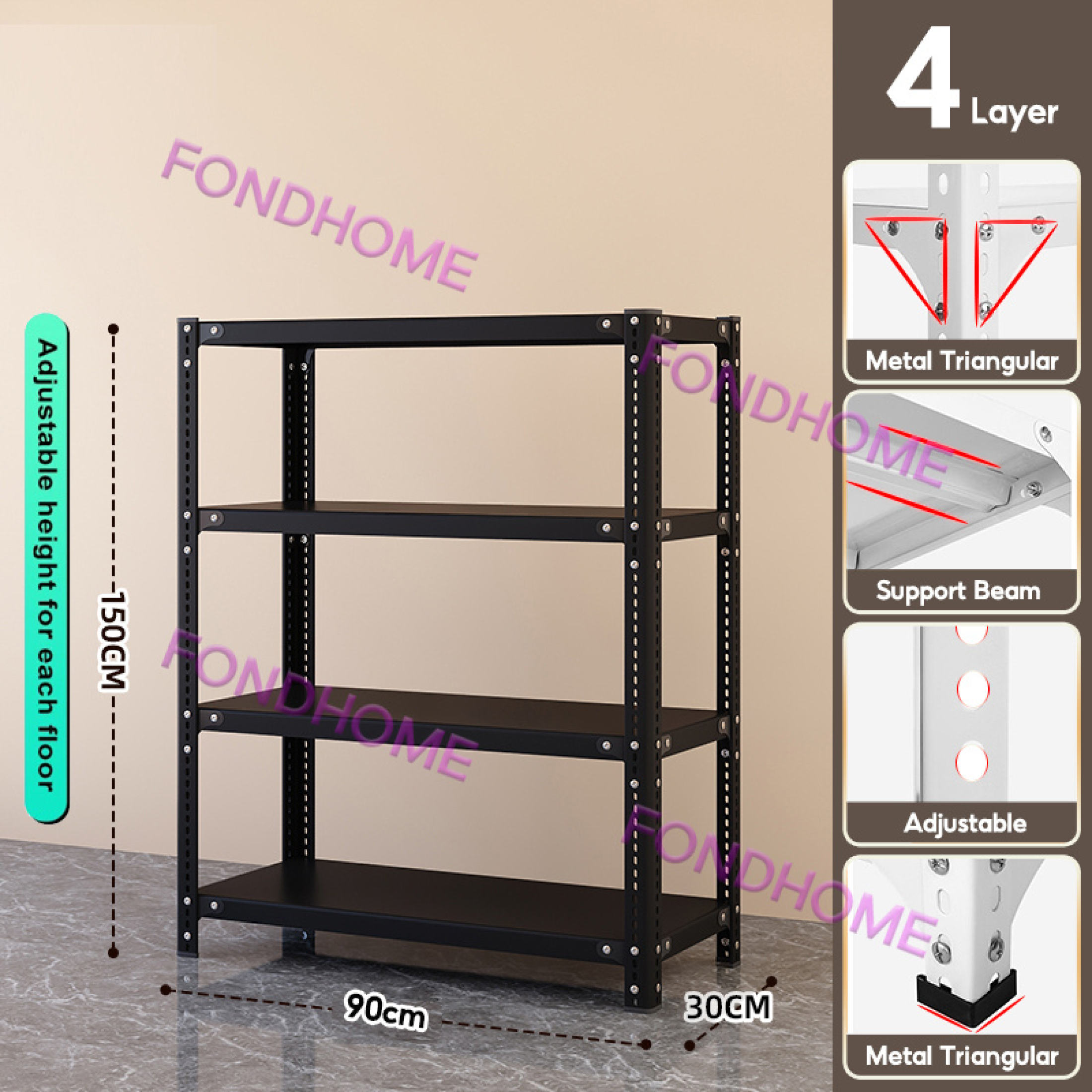 【Load 800KG】Adjustable Height Steel Rack Boltless Rack 5 Layer Heavy ...