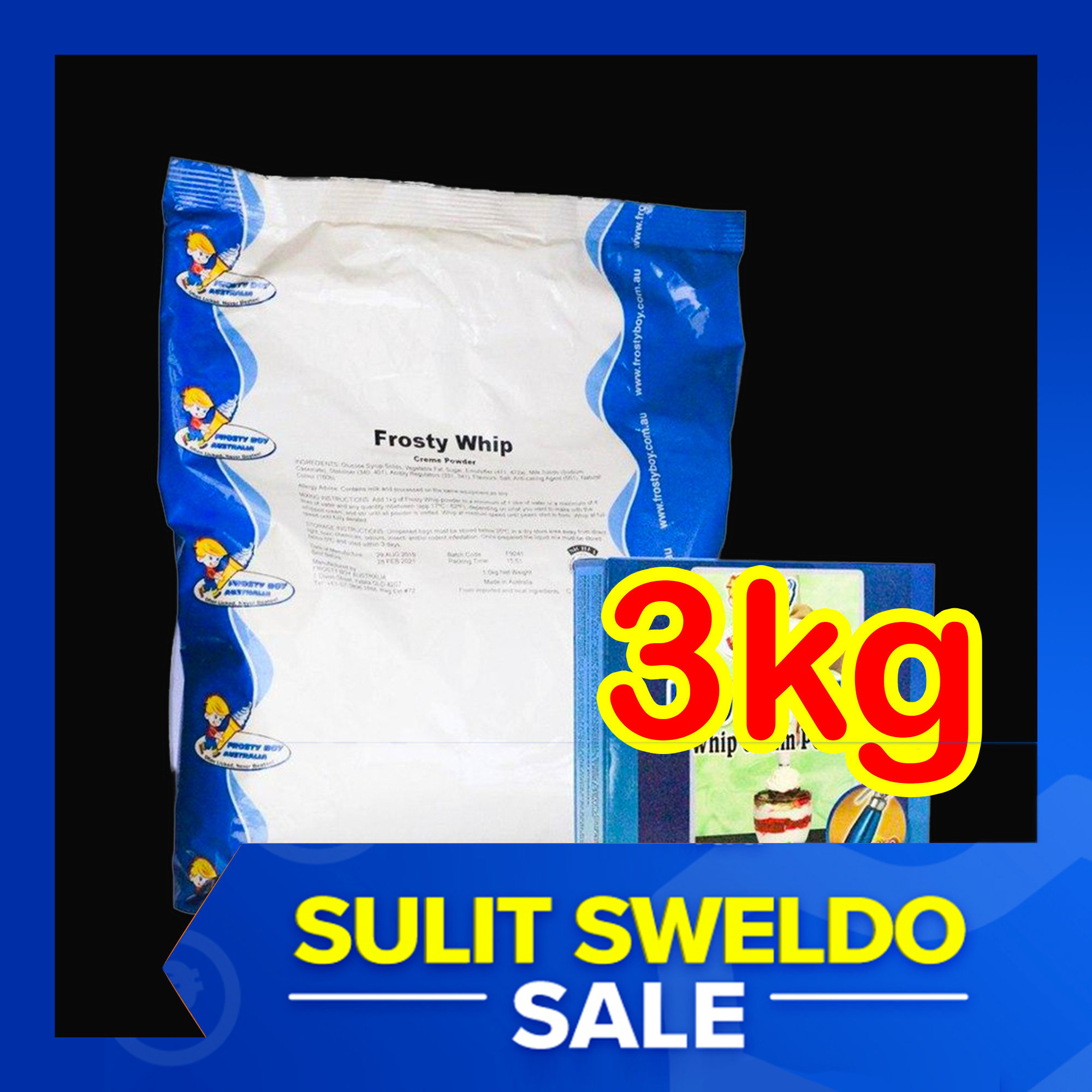 3kg Frosty Whip WHIPPED CREAM FOR ICING Whippit Whipping Cream Powder ...