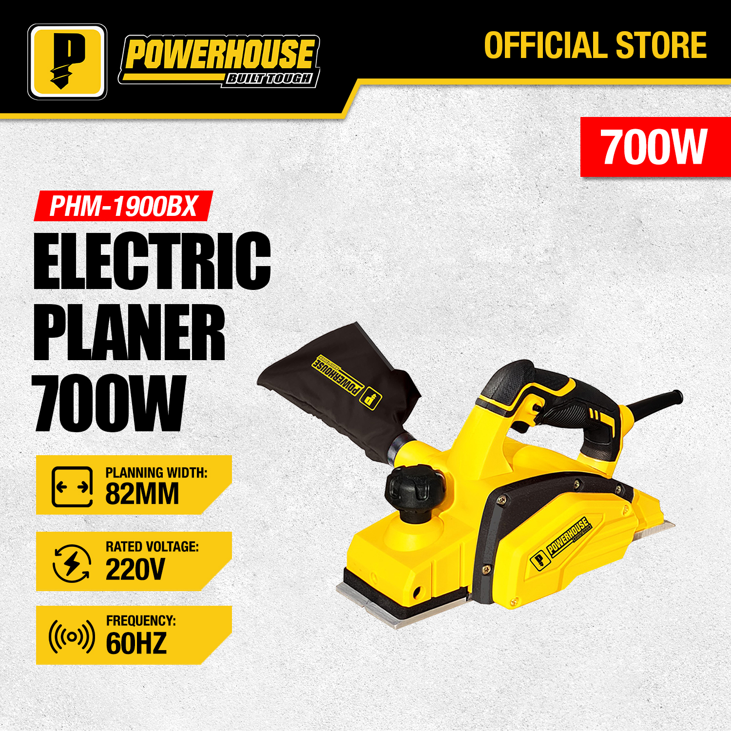 POWERHOUSE Electric Planer Machine for Wood 700W / Power Planer Tool ...