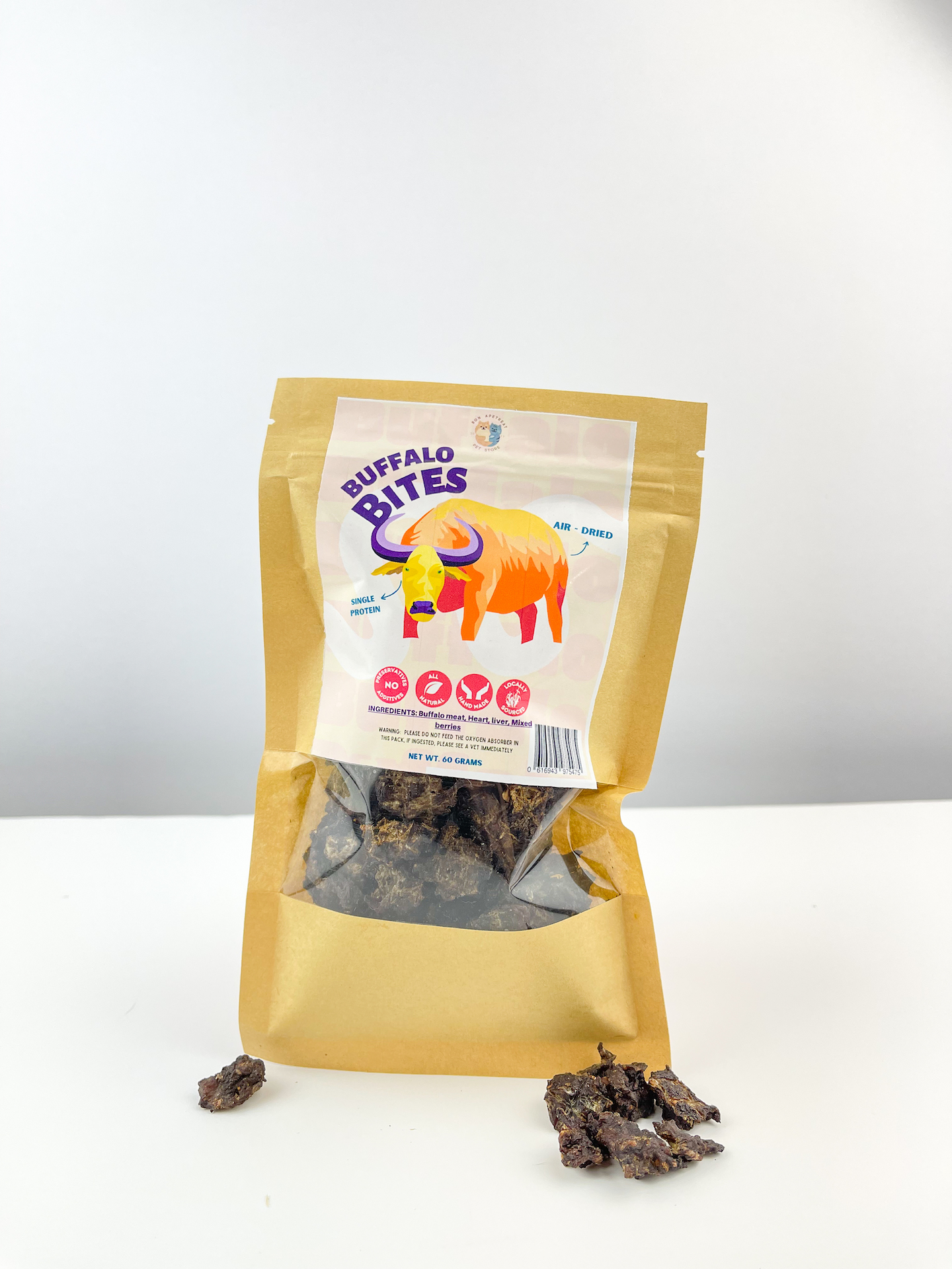All Natural Air dried Buffalo Bite trainer treats for dogs and cats ...