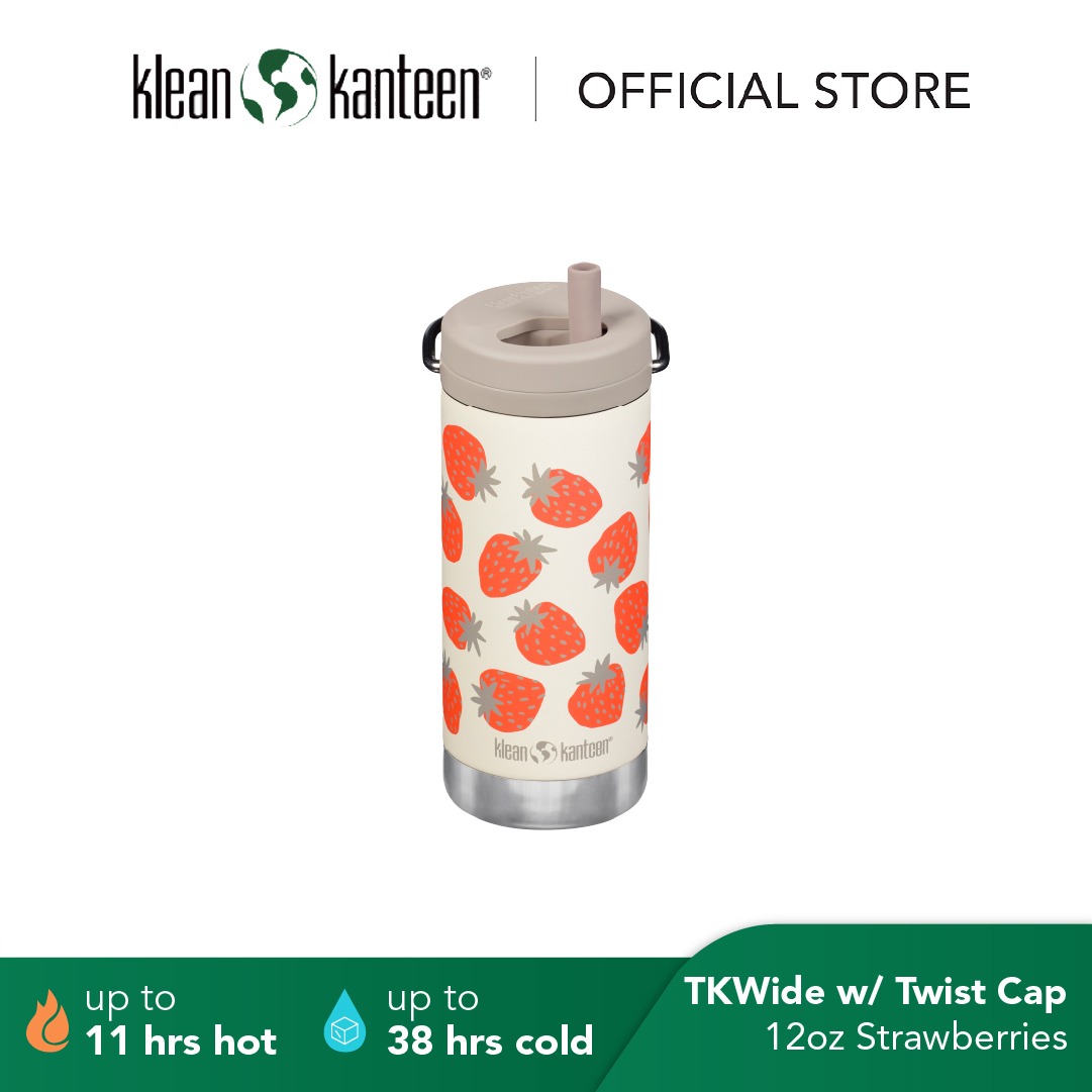 Klean Kanteen TKWide Insulated w/ Twist Cap 12oz Strawberries, TK Closure internal thread design ...