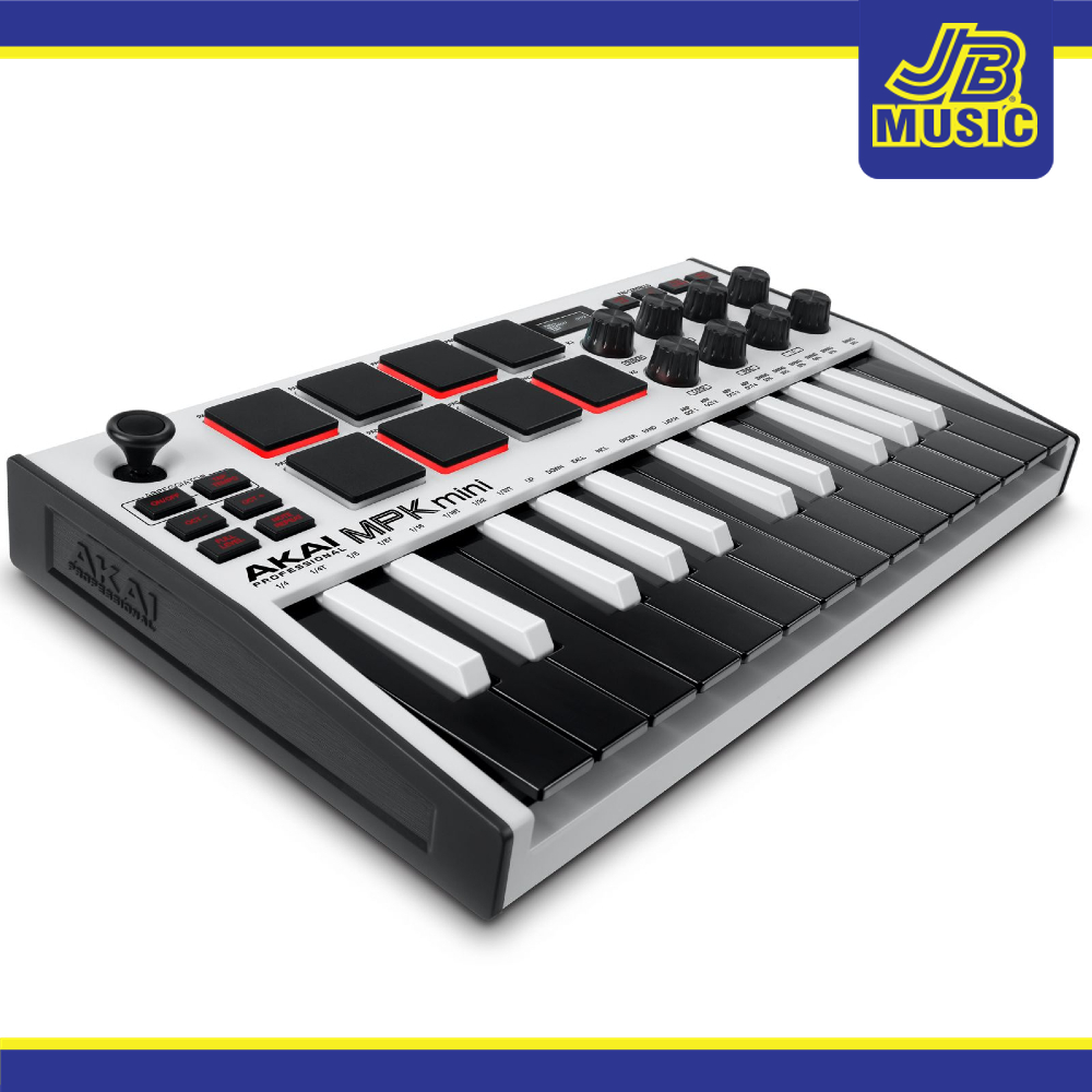Akai - MPK Mini 3W USB MIDI Compact Keyboard and Pad Controller-White ...