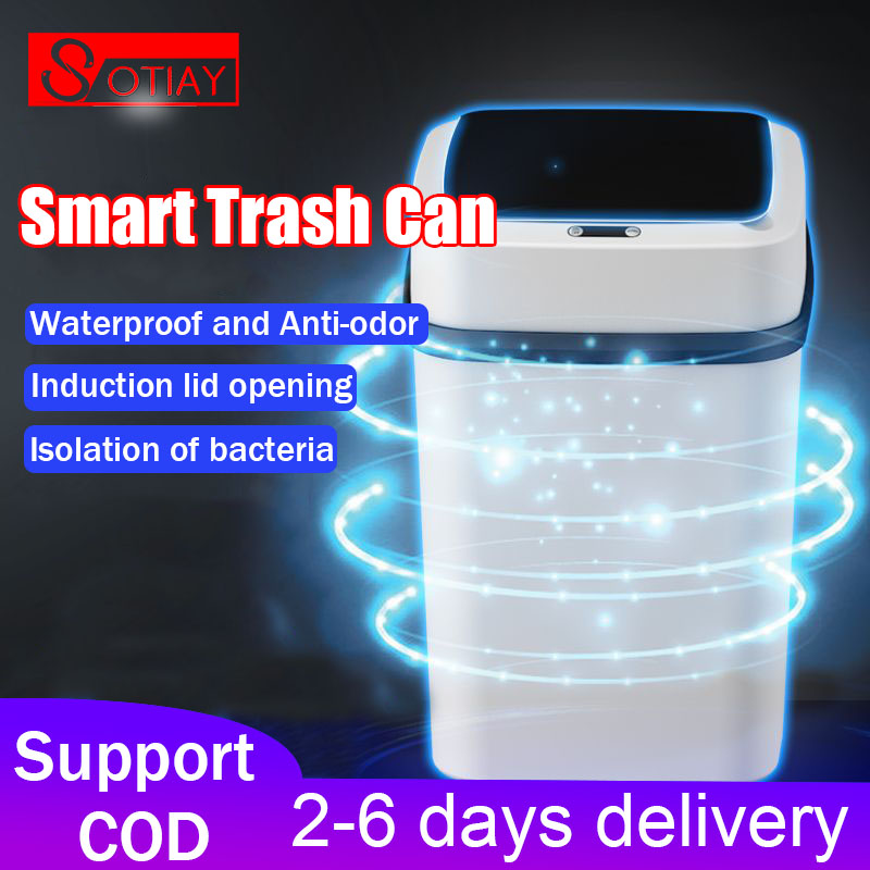 Touchless Smart Trash Can 10L Home Smart Trash Can Wireless Sensor ...