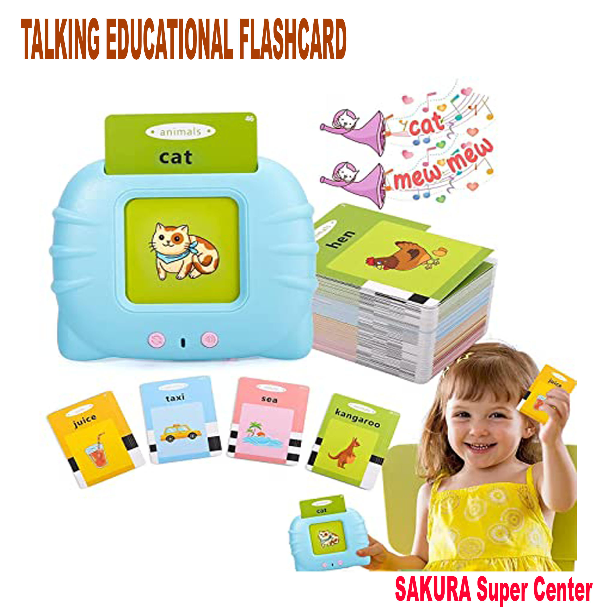 SAKURA Talking Educational Flashcard Reader Flash Cards for Kids ...