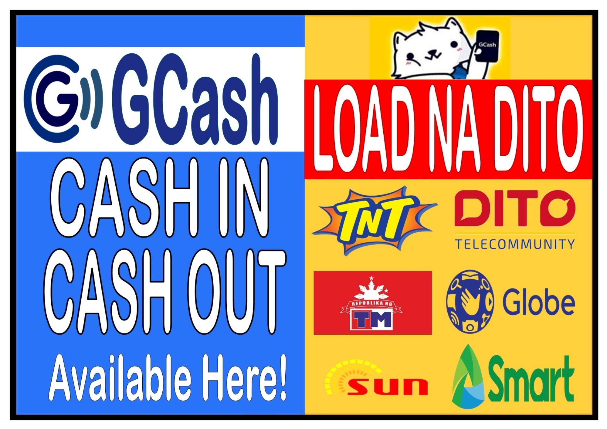 LOAD NA DITO SIGNAGE GCASH CASH IN LAMINATED 8X11 INCH | Lazada PH
