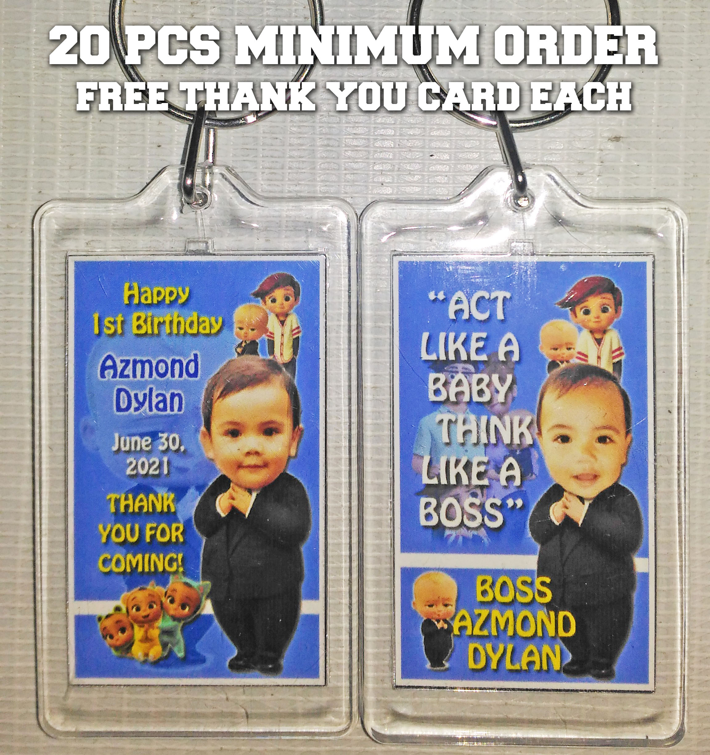 BOSS BABY FreeLayout Personalized Keychain Souvenir Giveaways (20PCS ...