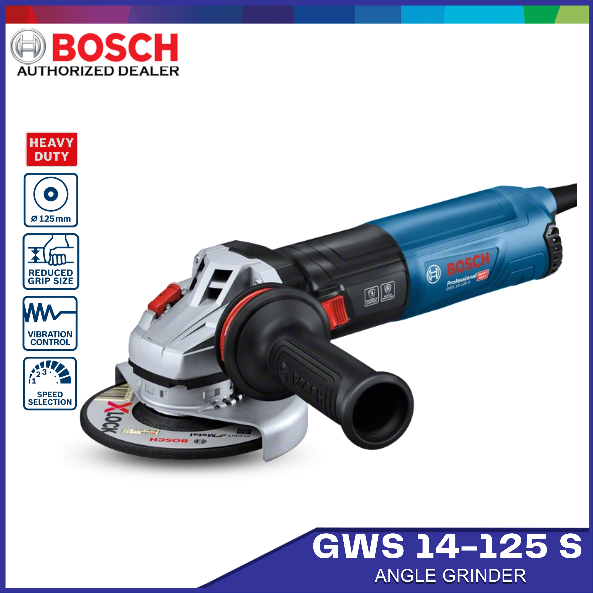 Bosch GWS 14-125 S 5" Angle Grinder 125 mm Disc 1400 watts HD Power Tool - 06017D0100 | Lazada PH