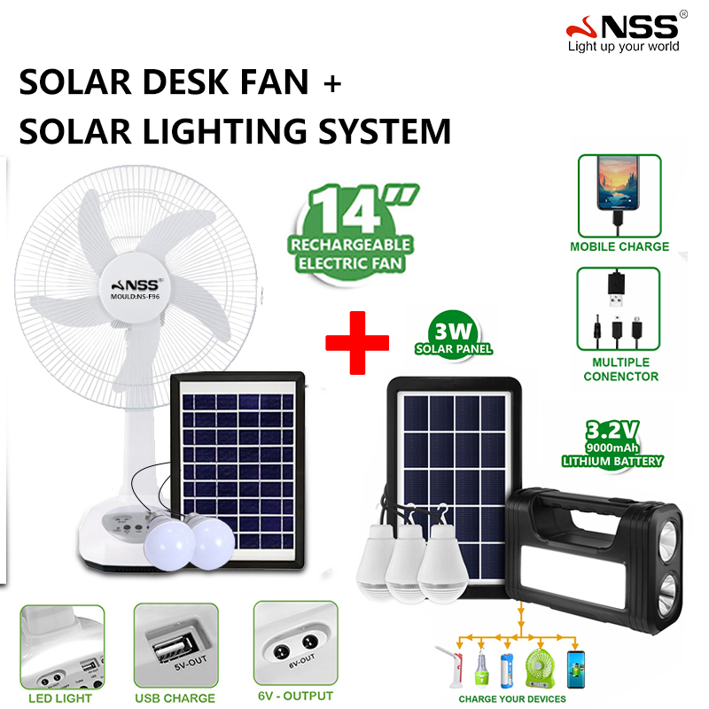 [Bundle Deal] Solar Lighting System & Solar Panel and 16" solar fan ...