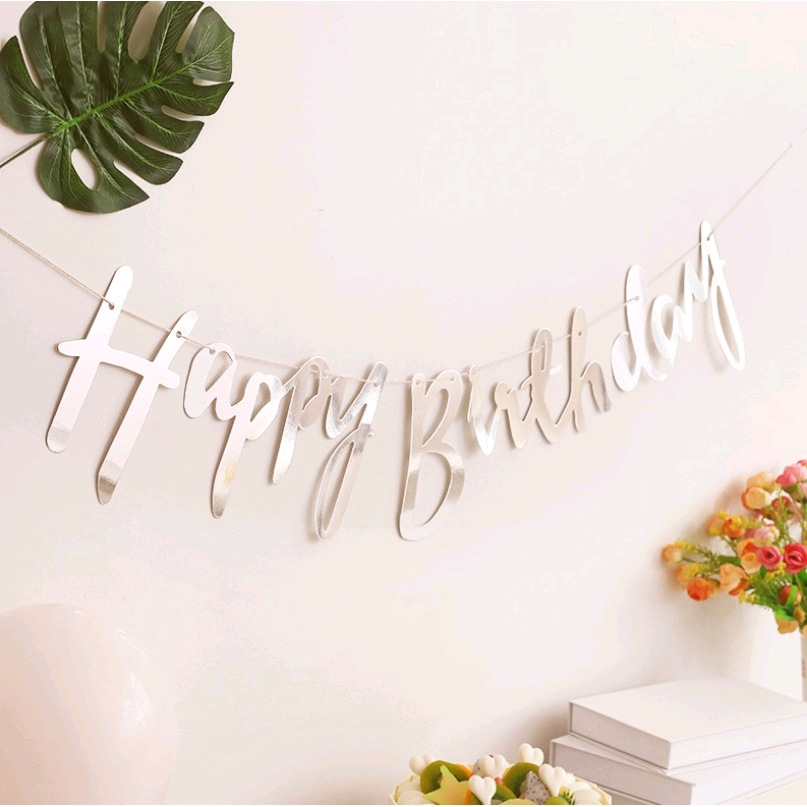 Happy Birthday Bunting Script Cursive Banner Birthday Banner Script ...