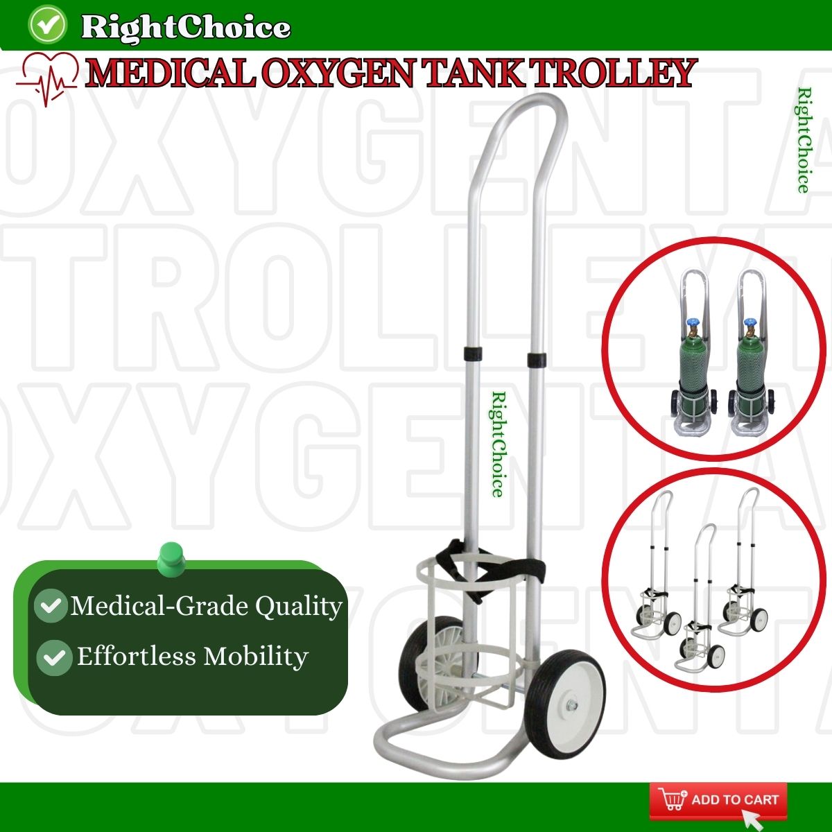 Premium Medical Oxygen Tank Carrier Trolley Ideal for 20 lbs ...