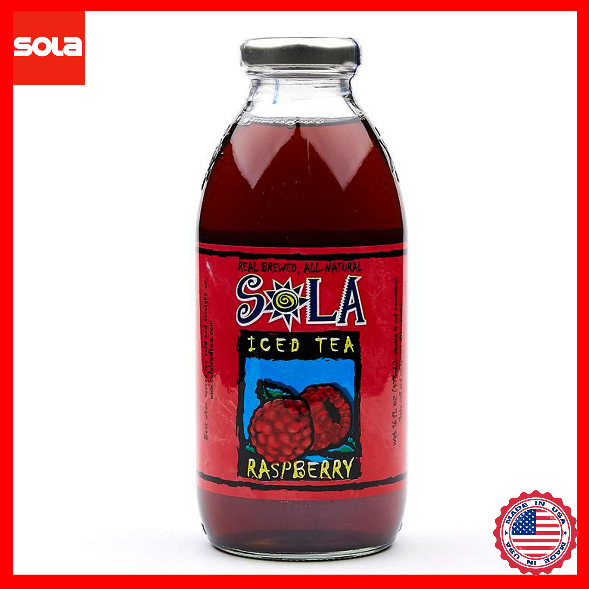 Sola Raspberry Iced Tea 472mL|Water, Sugar, Black Tea, Natural ...
