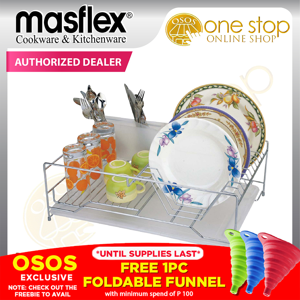 Masflex Dish Drainer w/ Coarse Utensil Holder with Box Chrome Plated ...
