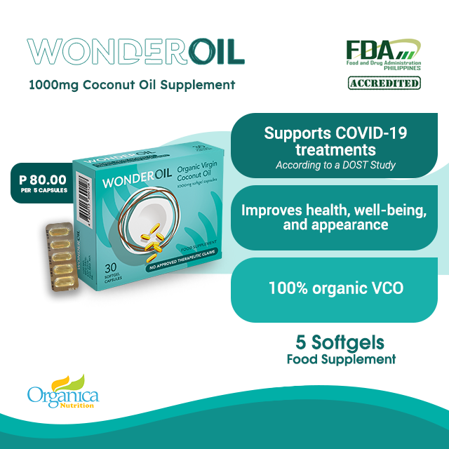 [VCO for Hair, Skin, and Immune System] WonderOil 1000 mg Organic VCO (5 Soft gels) | Lazada PH