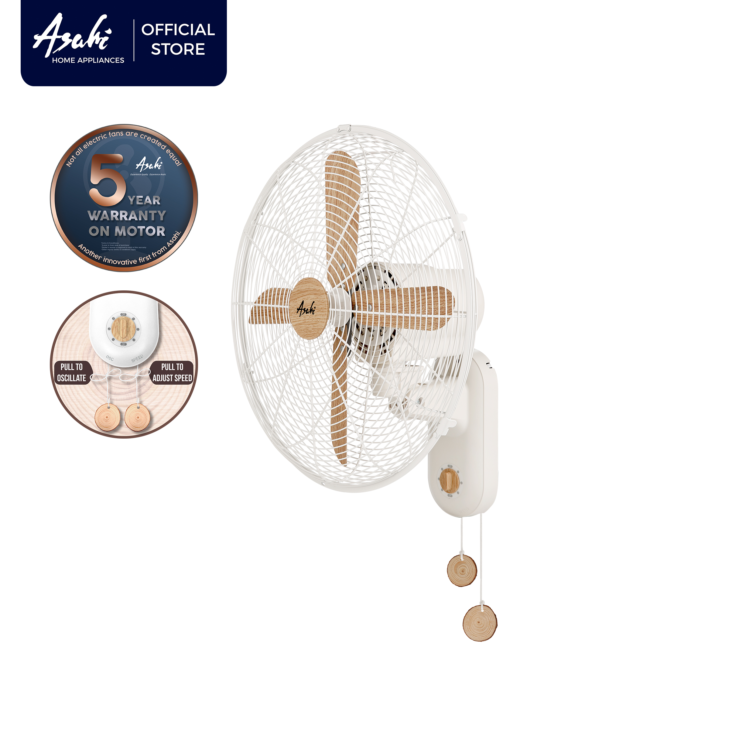 Asahi WF 629 Wood Series Wall Fan 16 inches | Lazada PH