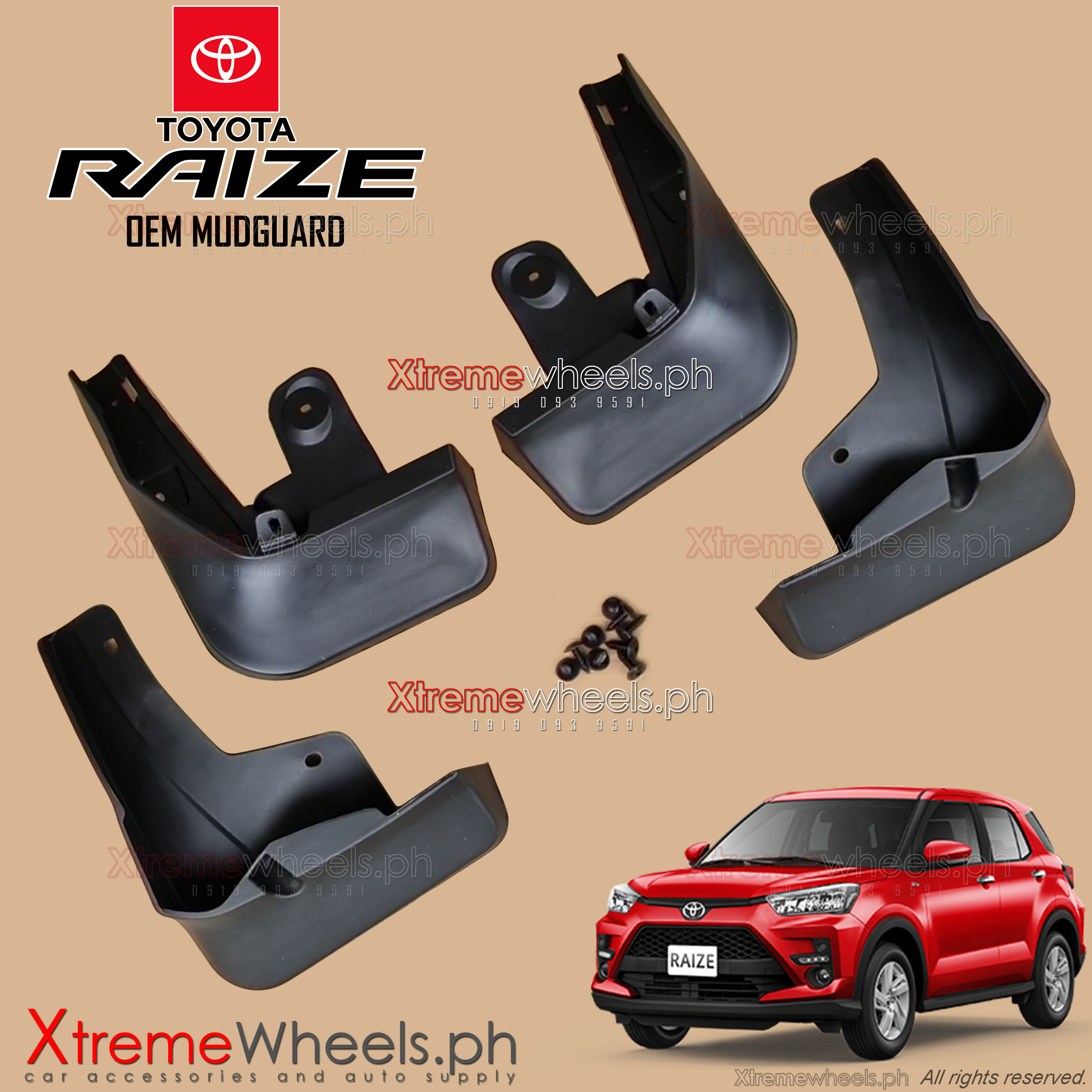 Toyota Raize E 2022-2023 with Screw Heavy Duty Mudguard / Splash Guard ...