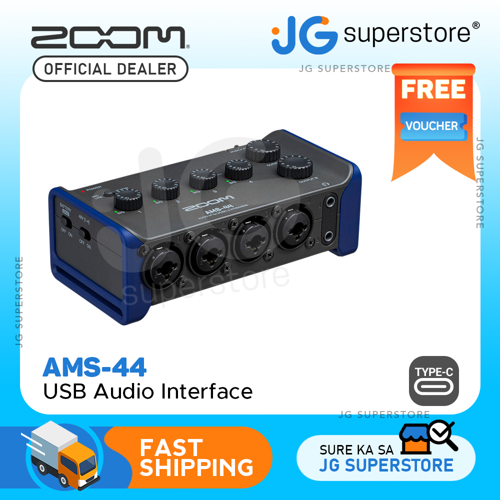 Zoom AMS-24 / AMS-44 Portable 4-Channel USB Audio Interface with XLR/TRS Combo Input Jack ...