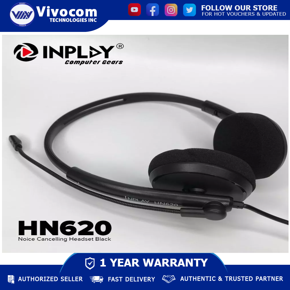 INPLAY HN620 Clear HD Sound Noice Cancelling Headset Black, USB Type ...
