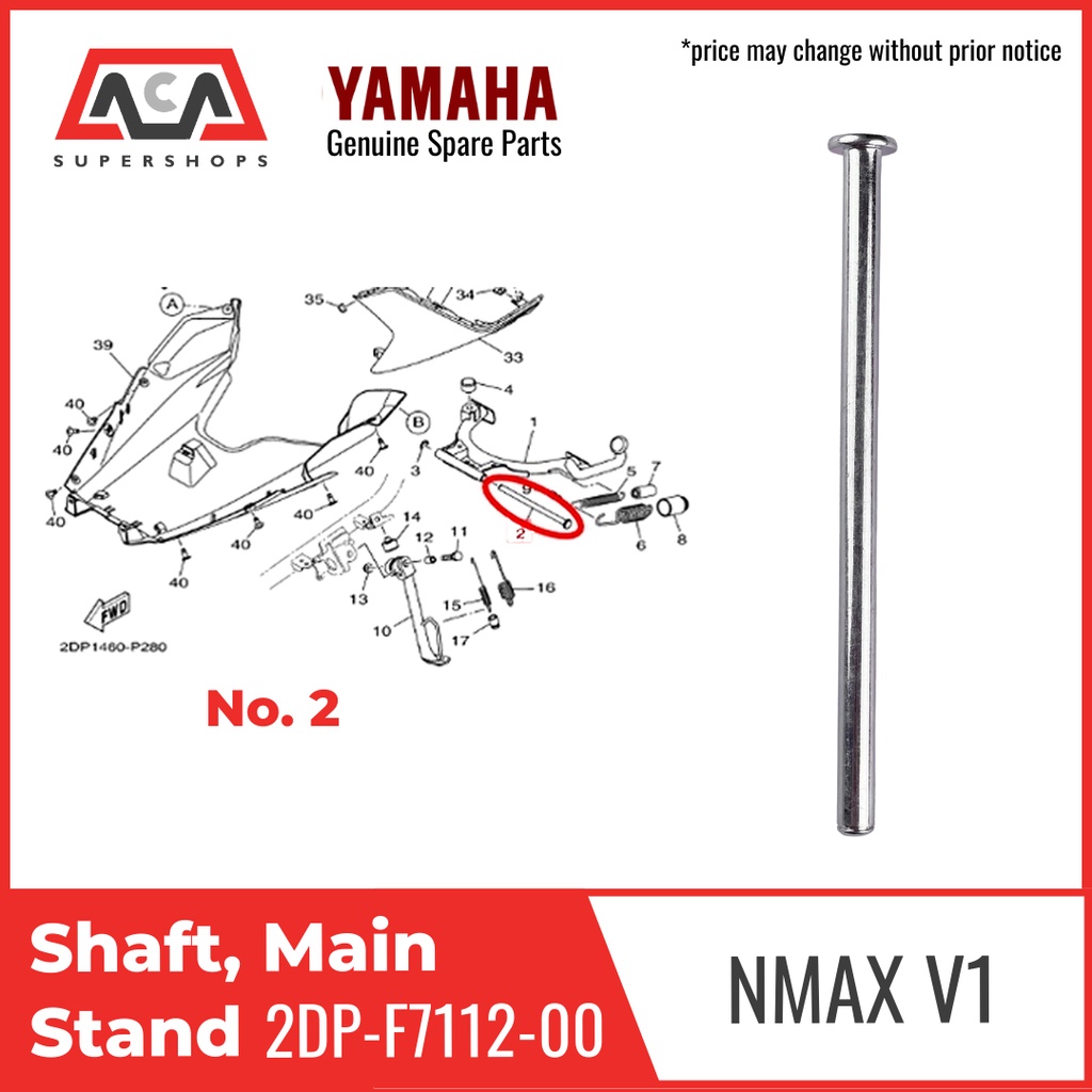 NMAX v1 Axle/Shaft Main Stand/Center Stand (2DP-F7112-00)(YAMAHA ...