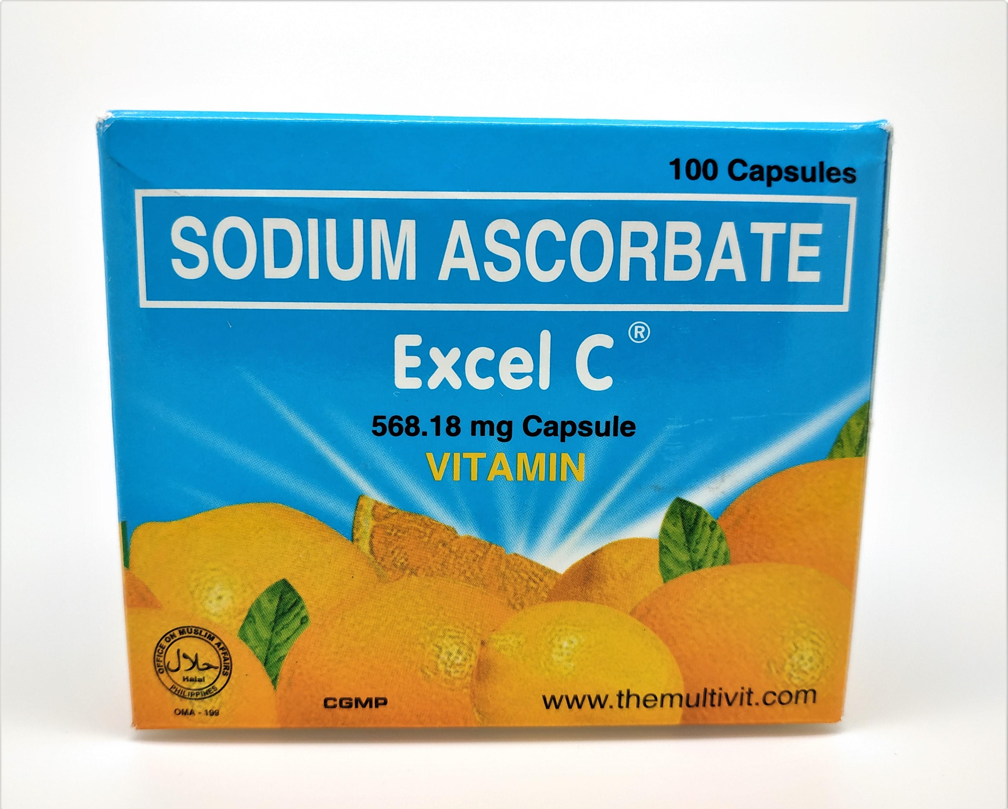 Vitamin C (as Sodium Ascorbate) Excel C FDA Approved 100 capsules ...