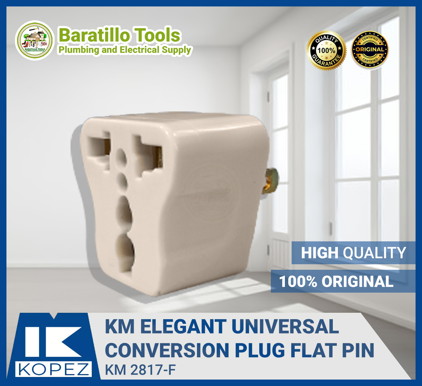 ORIGINAL KOPEZ Elegant Universal Conversion Plug Flat Pin KM 2817-F ...