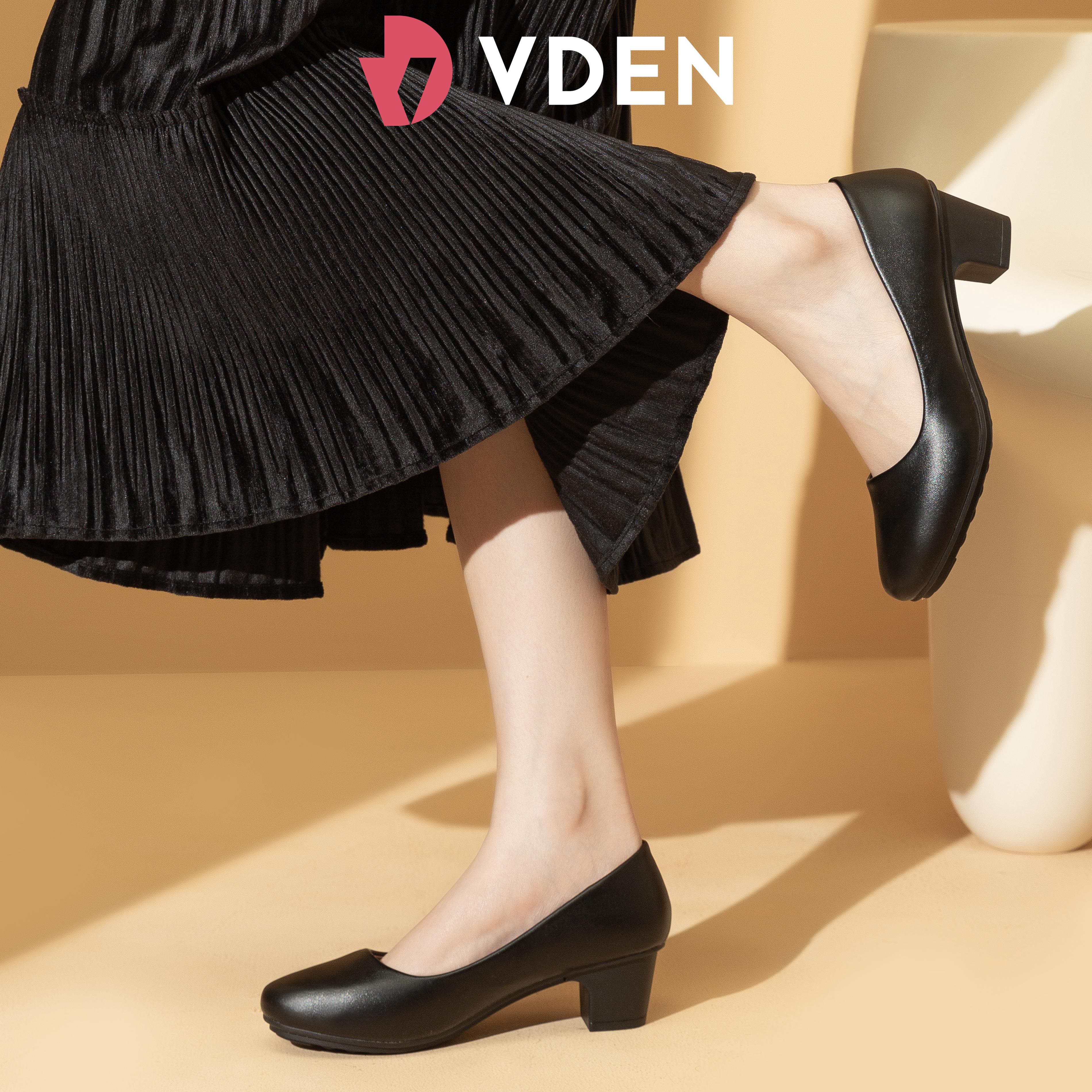 VDEN Women's Low Chunky Heels Pumps Comfortable Square Toe Dressy Work ...