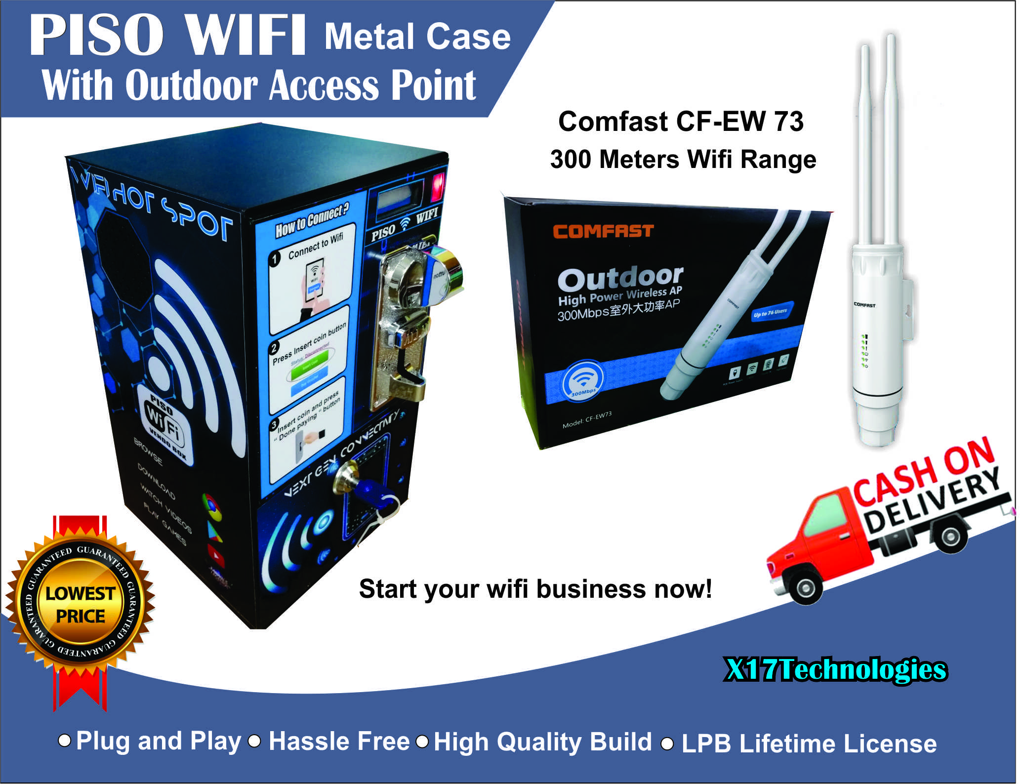 Piso wifi Vending Machine.Metal Case W/ Comfast EW-73. With LED ...