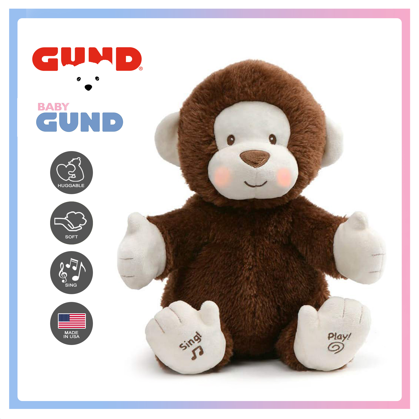 Gund Animated Clappy Monkey Singing and clapping plush Stuffed Animal 12 inches | Lazada PH