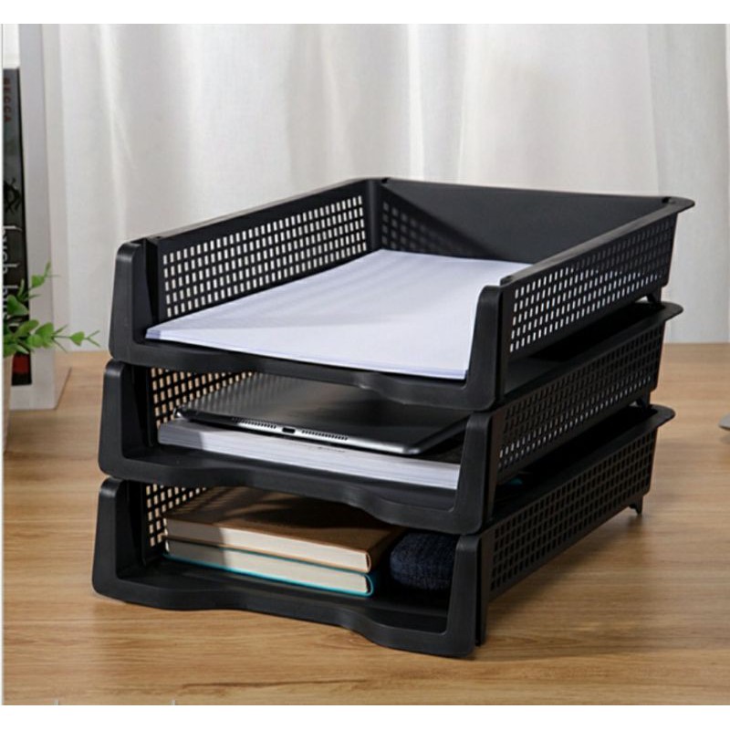 Acrylic Side Load Stackable A4 Paper Tray Organizer Folders Storage ...