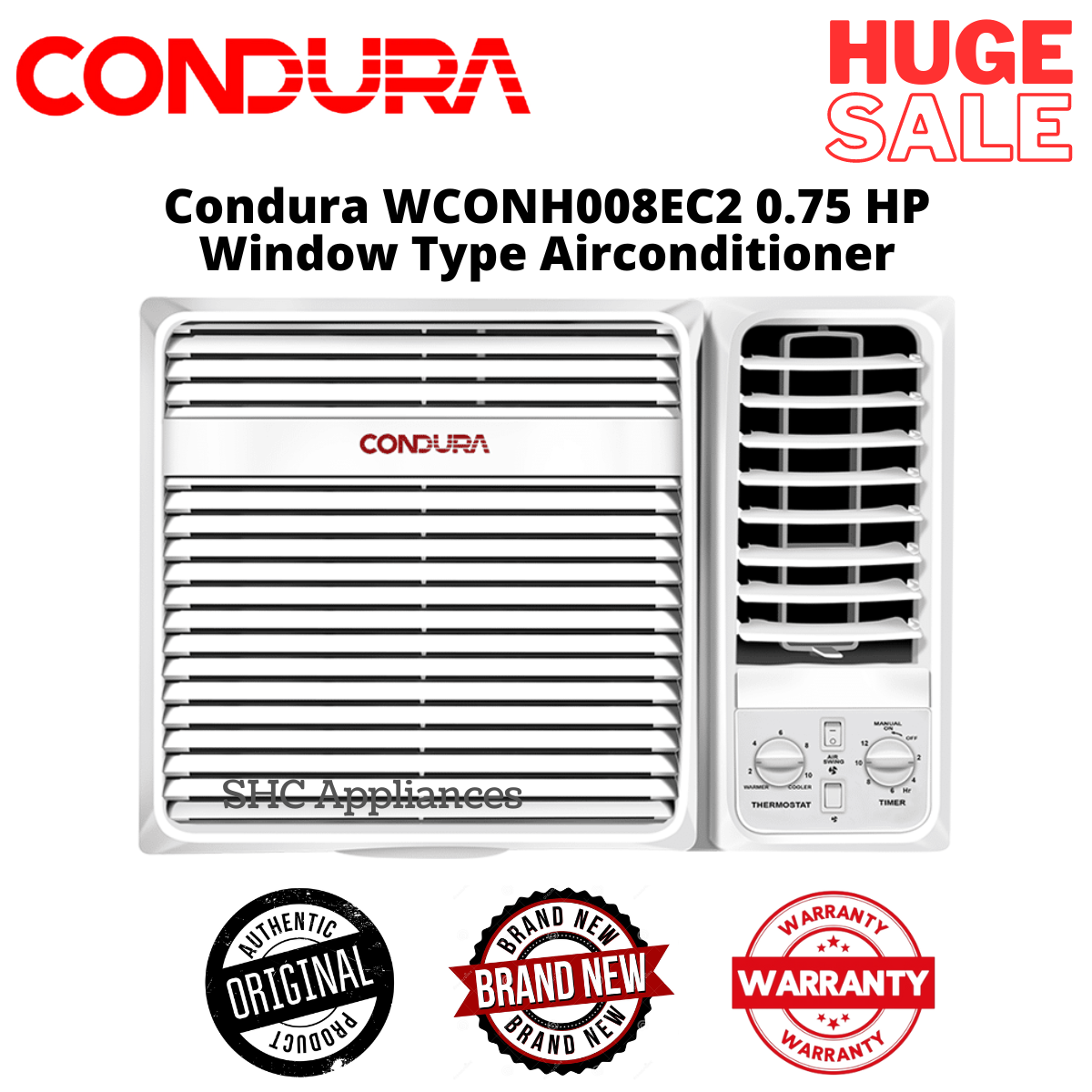 Condura WCONH008EECV2 0.75 HP INVERTER Window Type Airconditioner ...