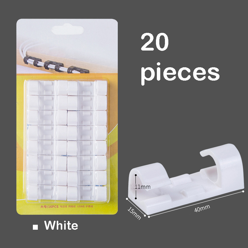 20Pcs Cable Clips with Strong Self-Adhesive Tape Wire Tidy Holder Cord ...