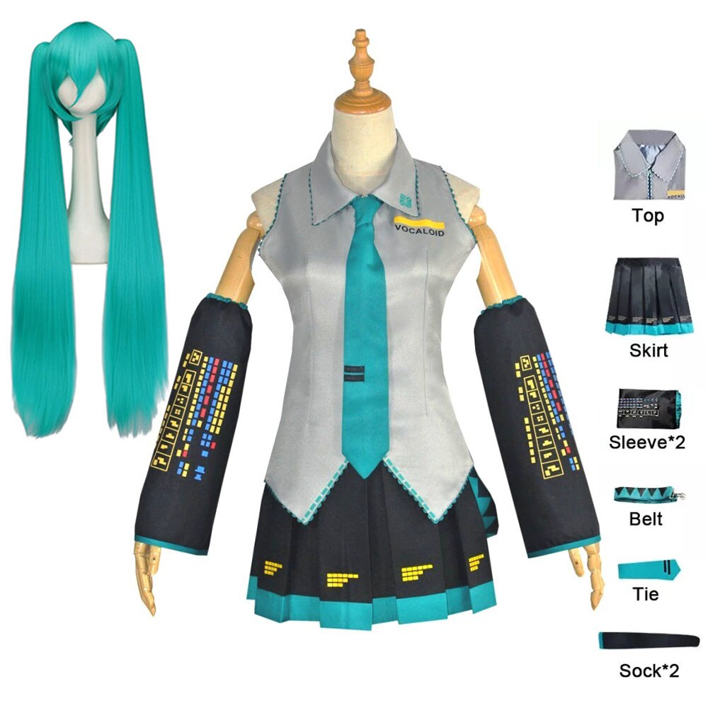 Anime Vocaloid Miku Cosplay Costume Wig Dress Kawaii Miku Cosplay ...