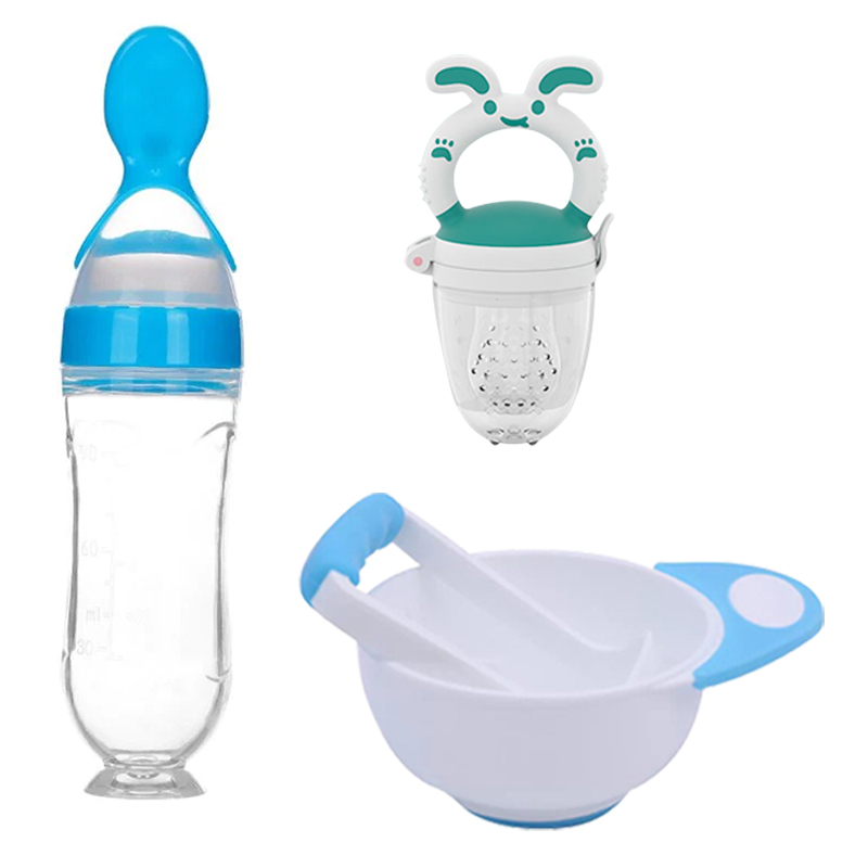 Baby Feeding Essential Set Combo Bowl Spoon Feeder pacifier Silicone ...