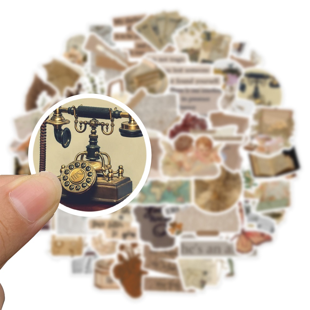 brown aesthetics Stickers 60Pcs/Set Waterproof DIY luggage notebook ...