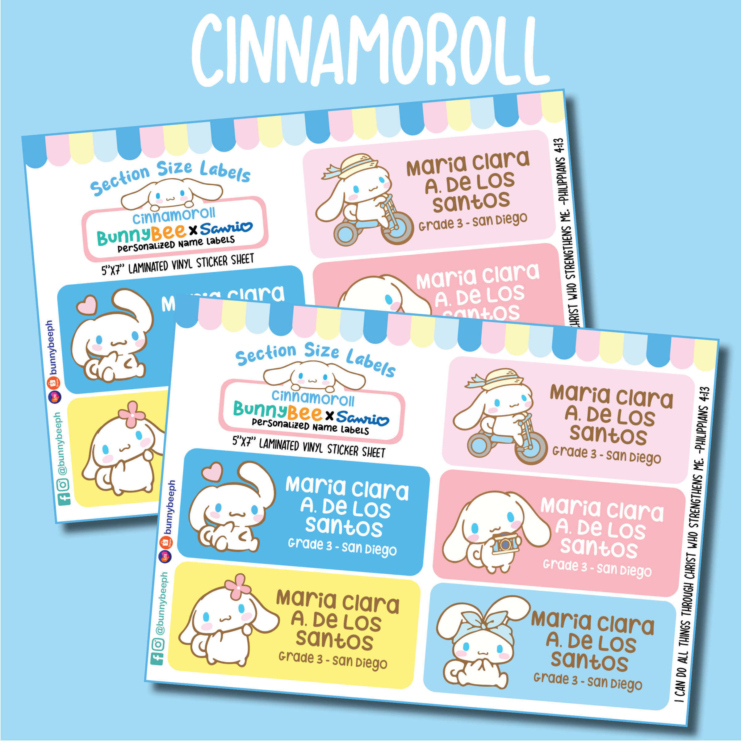 Sanrio Personalized Waterproof Name Grade Section Labels | Lazada PH