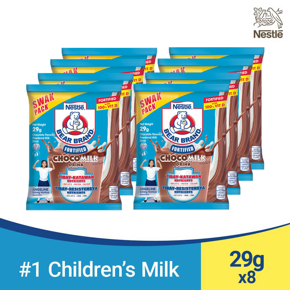 BEAR BRAND Fortified Choco Powdered Milk Drink 29g - SWAK Pack 8 ...