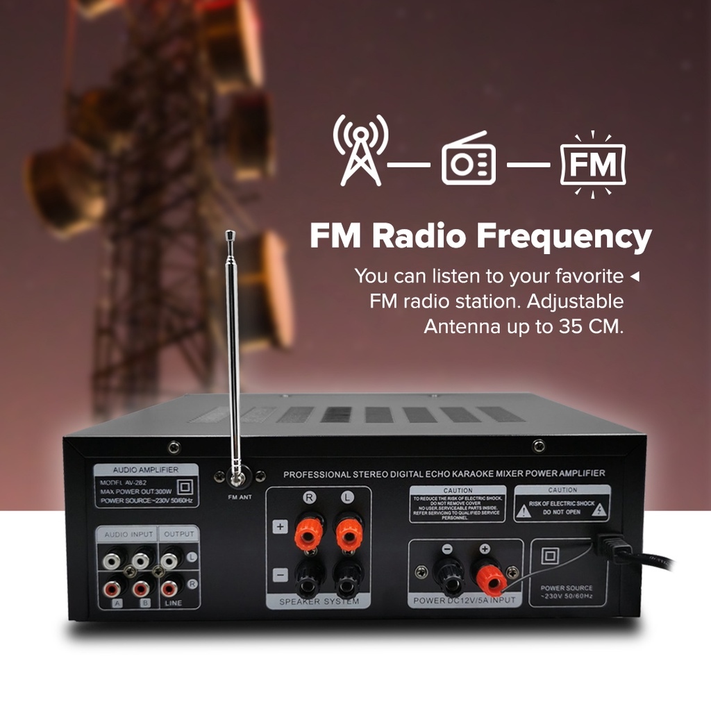 Hug 300 Watts 2 Channel Audio Amplifier With Mixer Equalizer Usb ...