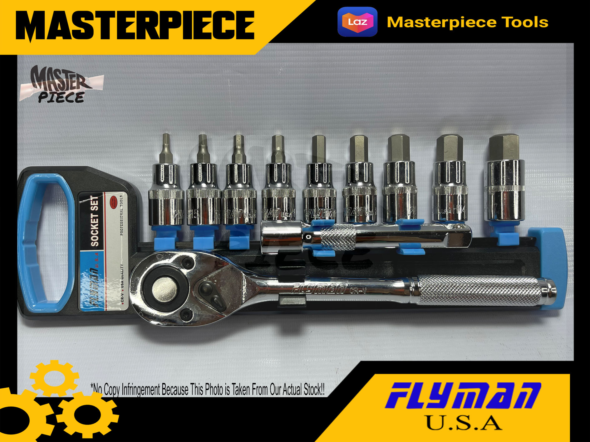 Masterpiece ORIGINAL ALLEN SOCKET WRENCH SET FLYMAN 1/2 DRIVE 4MM TO ...